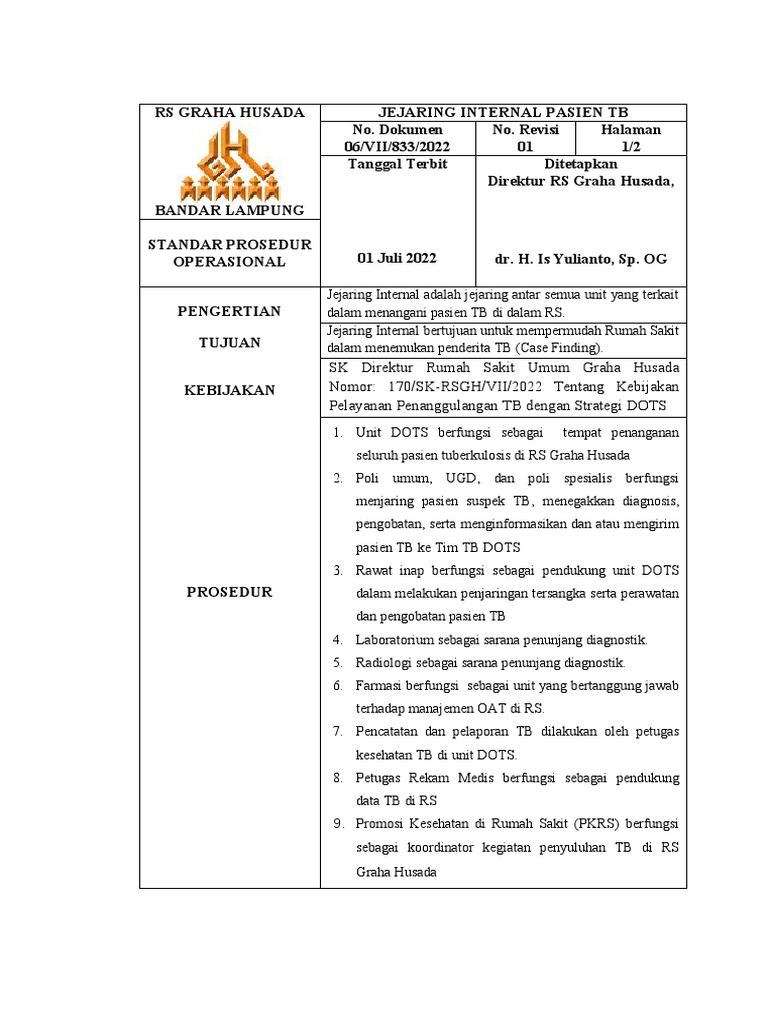 Sop Jejaring Internal TB Dots | PDF
