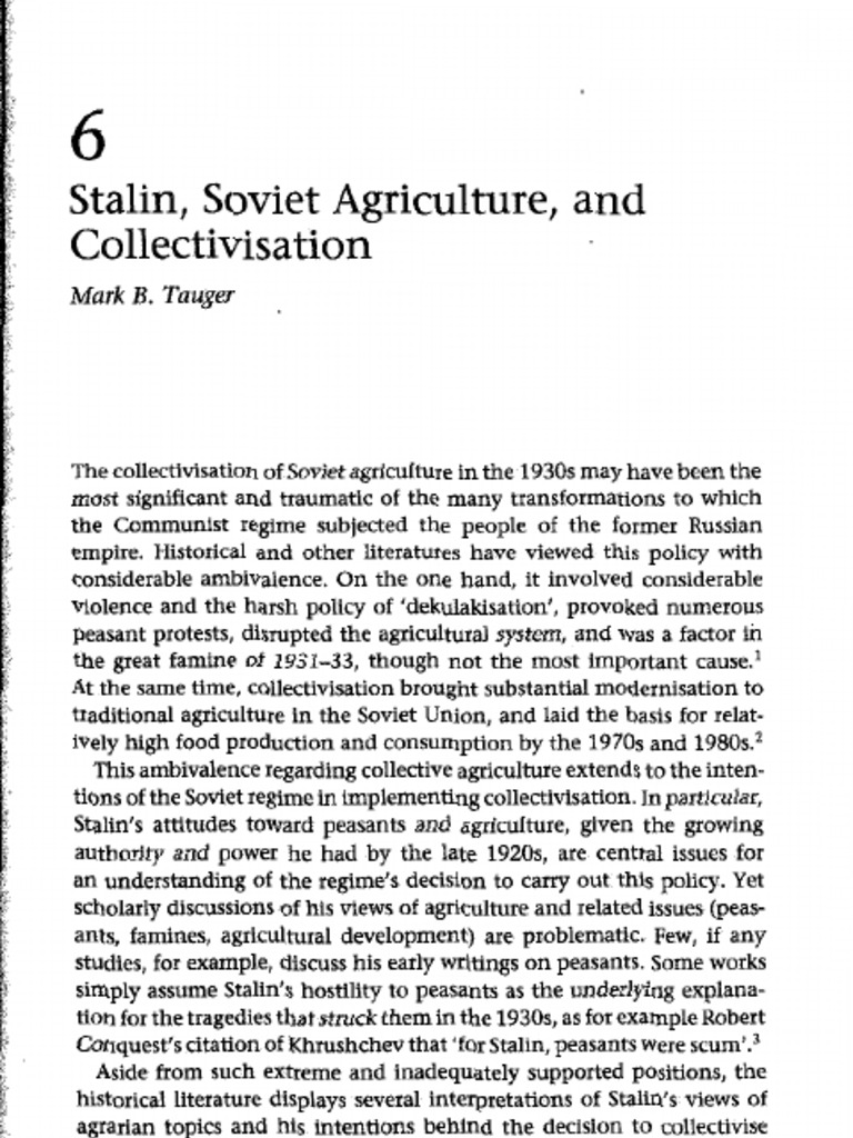 Mark B. Tauger - Stalin, Soviet Agriculture and Collectivisation | PDF