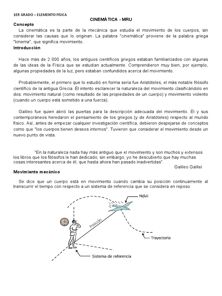 Cinematica - Mru | PDF | Física | Cinemática