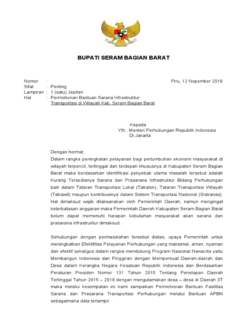Surat Pengantar Bupati | PDF