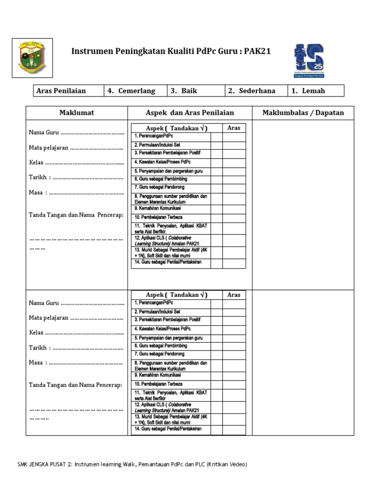 INSTRUMEN PDPC GURU - PAK21 | PDF