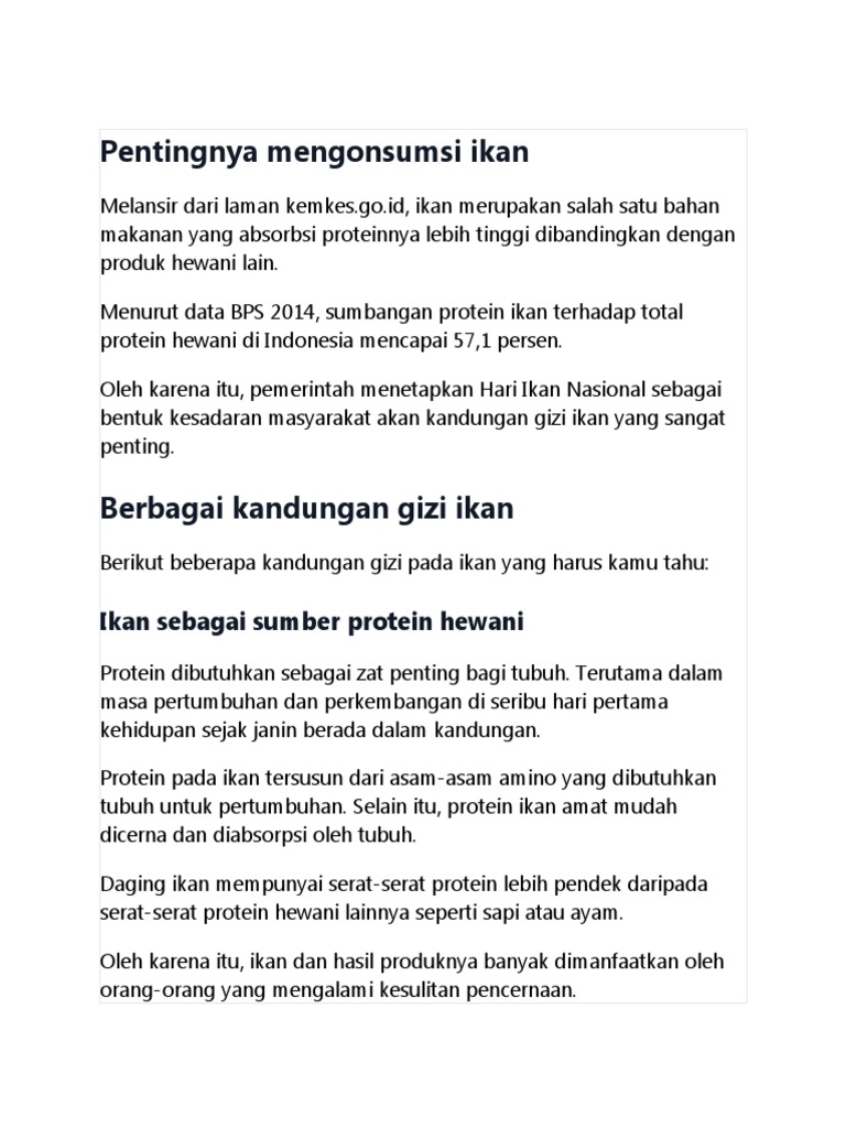Pentingnya Mengonsumsi Ikan | PDF | Kesehatan Holistik