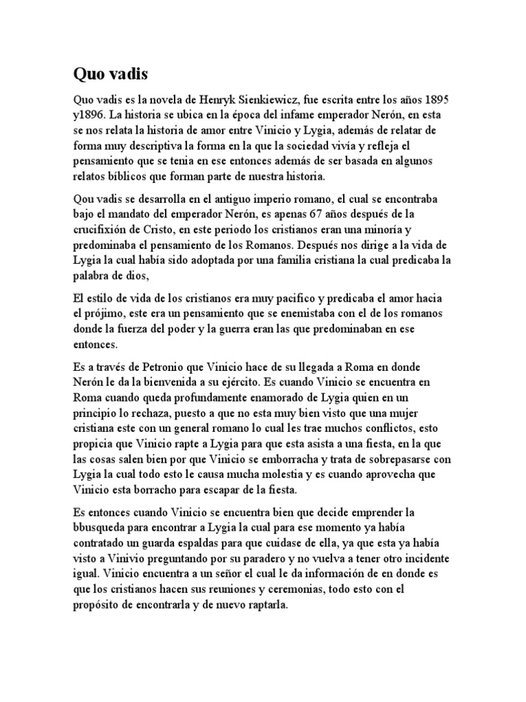 Quo Vadis Reseña | PDF