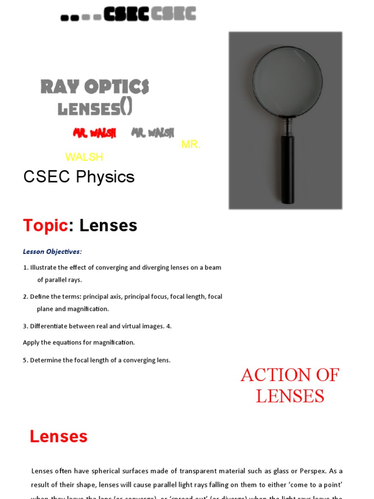 Lenses | PDF | Optics | Radiation