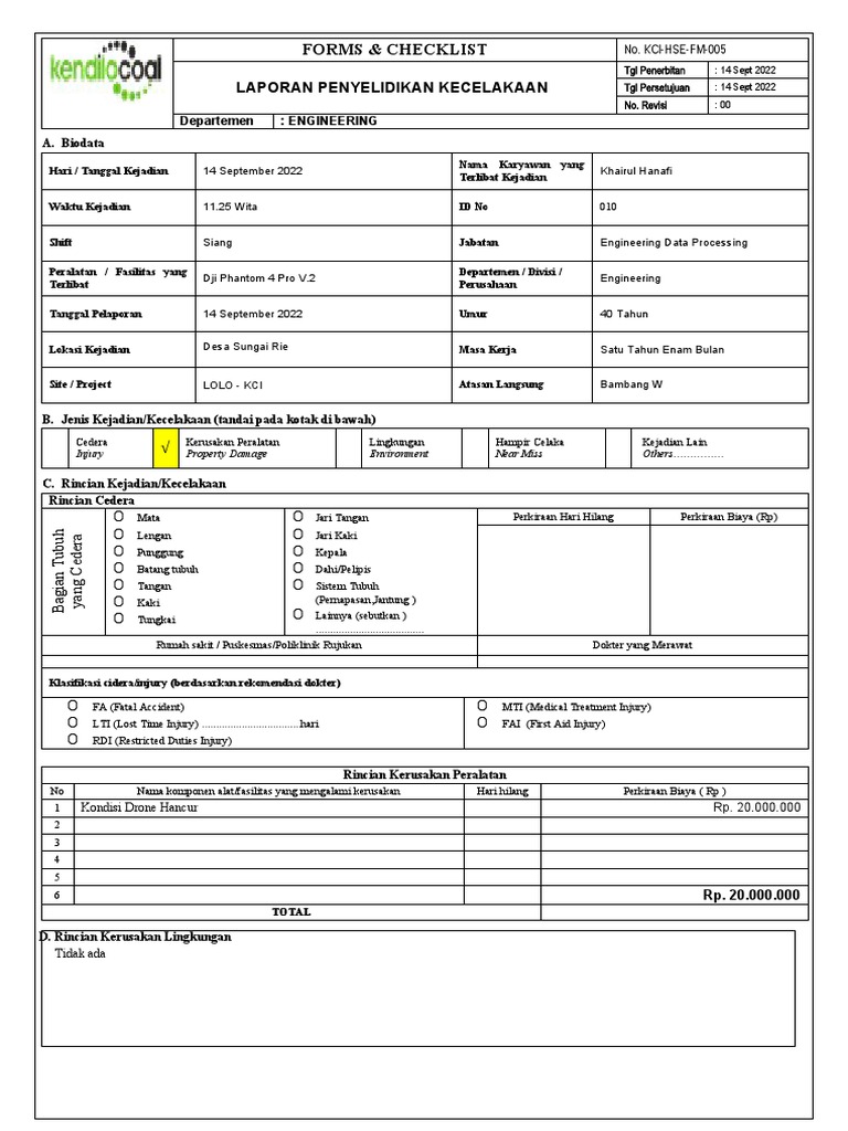 Bukti Bukti Kerja Insident Report 01 | PDF