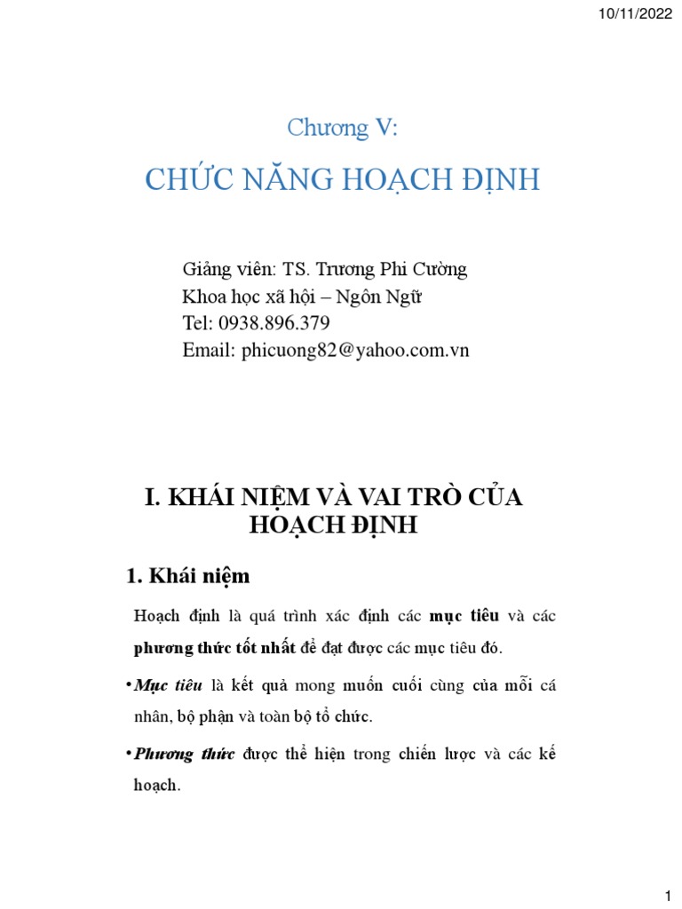 Chuong 5 - Chuc Nang Hoach Dinh | PDF
