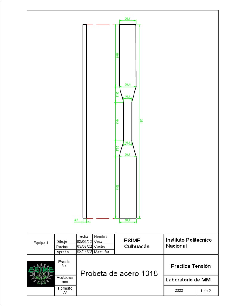 Probeta de Acero 1018-Modelo | PDF