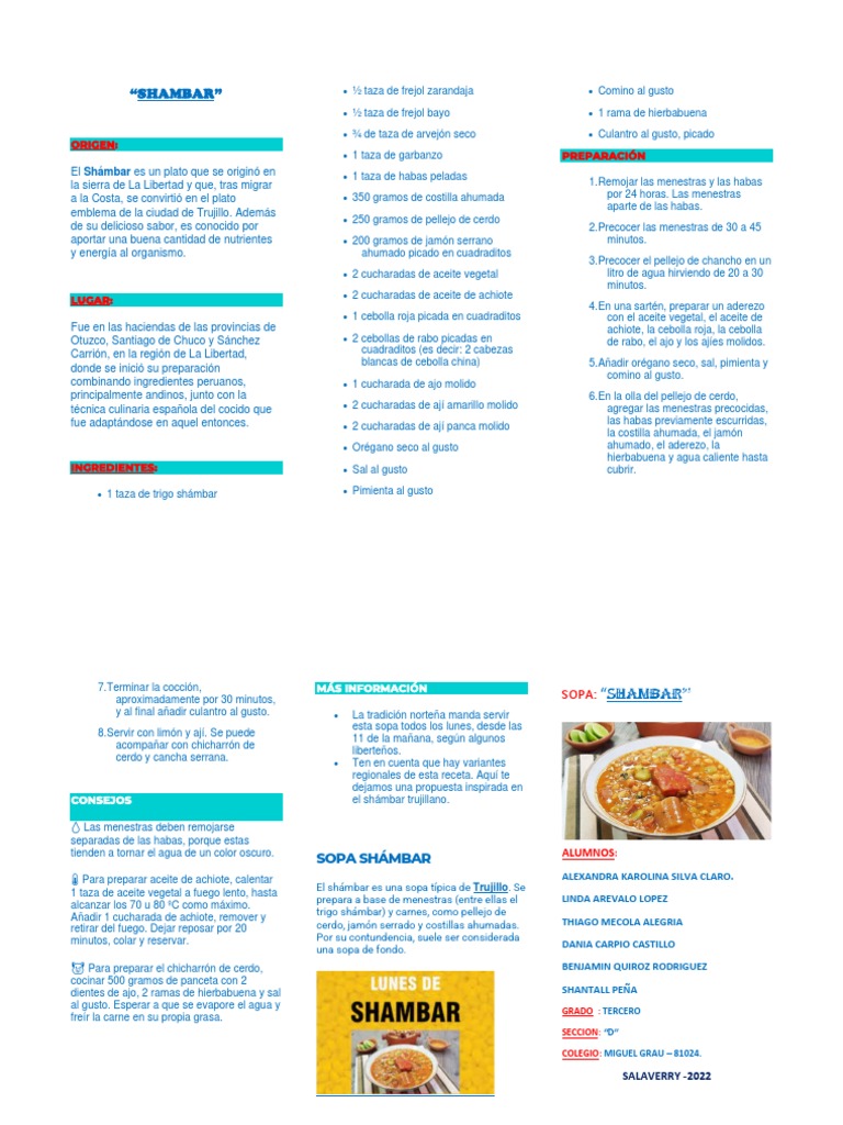 Triptico Del Shambar | PDF | Sopa | Alimentos