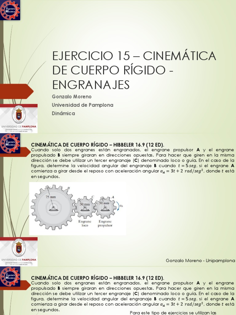 Ejercicio 15 Engranages - Cinematica | PDF | Engranaje | Cinemática