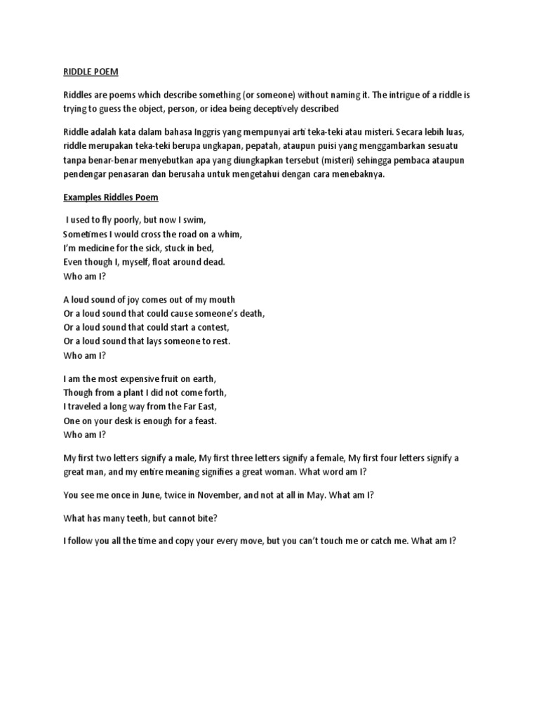 Riddle Poem | PDF