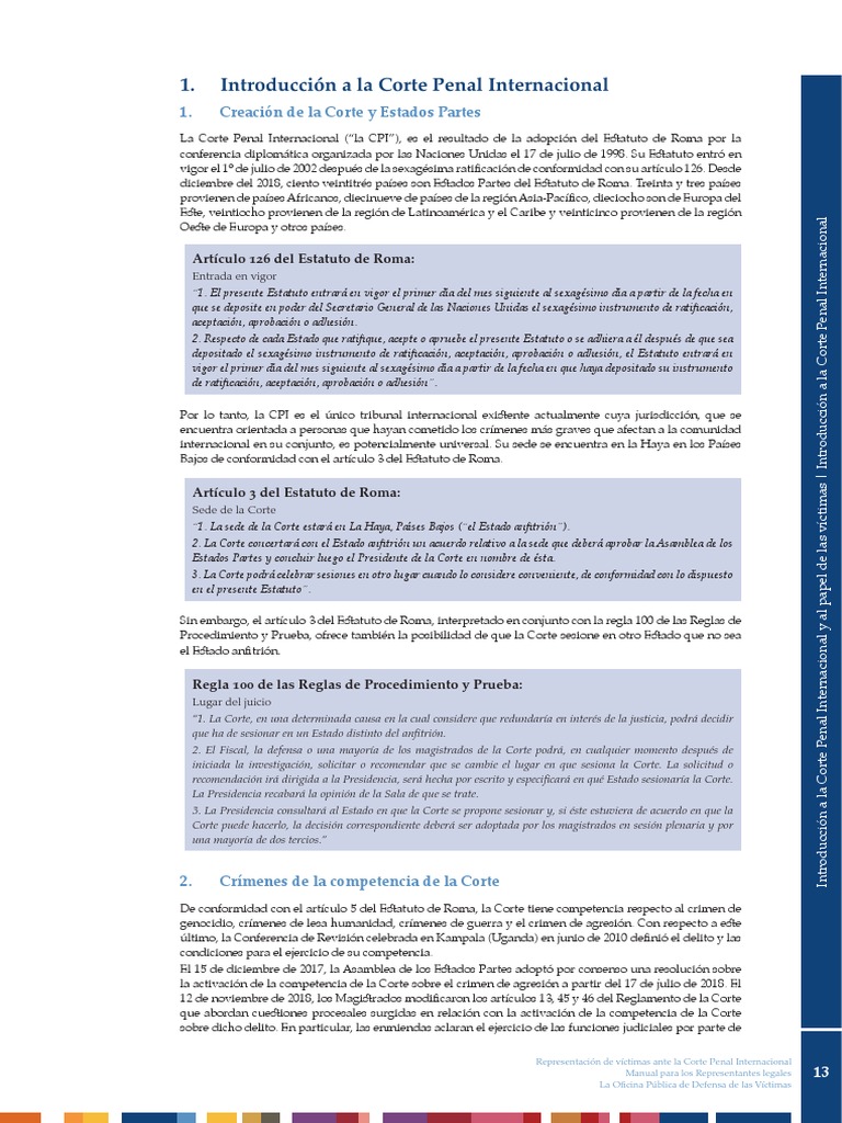 Manual CPI - Introducción | PDF | Corte Criminal Internacional | Ley ...