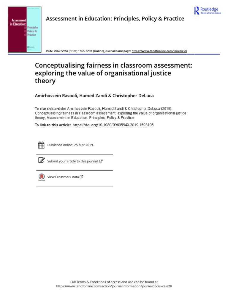 Rasooli, Zandi y DeLuca. Conceptualising Fairness in Classroom ...