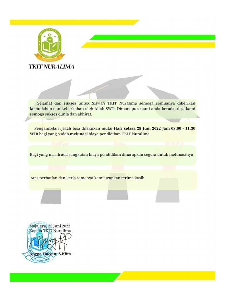 Surat Kelulusan TK | PDF
