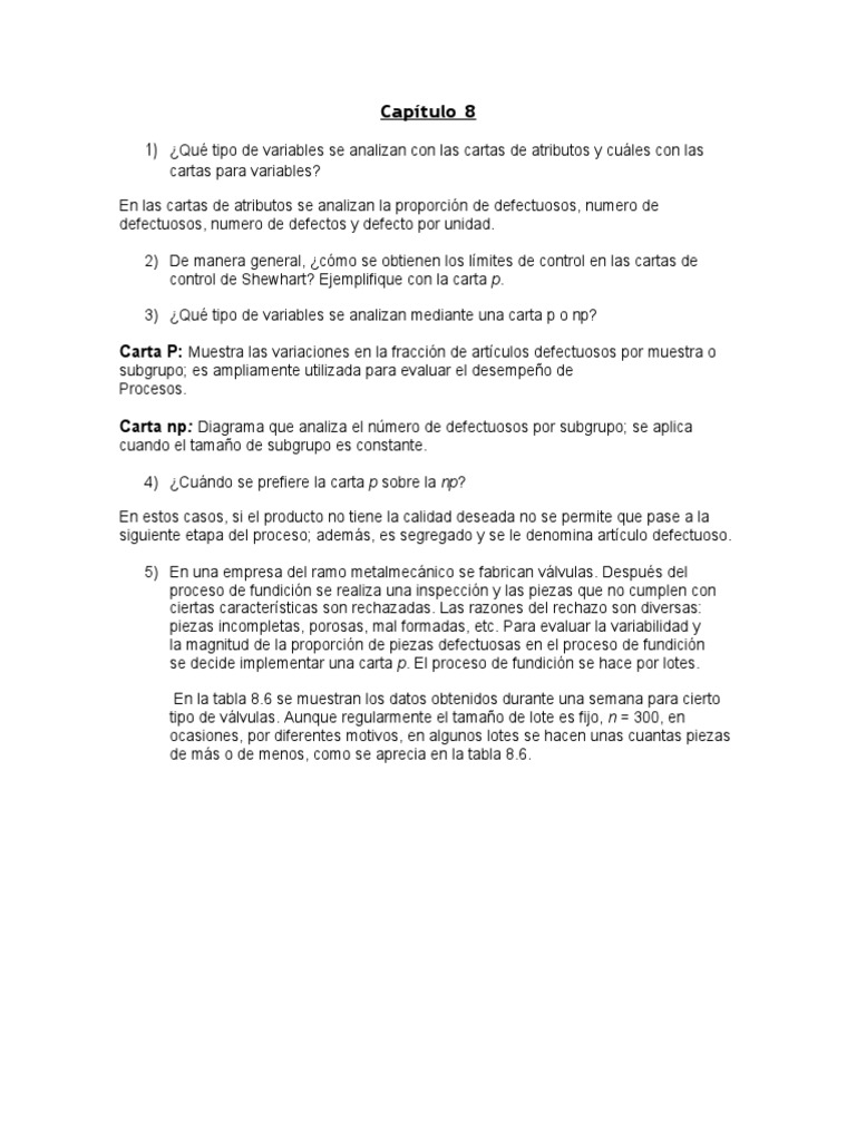 Resolucian Del Capitulo 8 de Control Estadastico de Calidad y Seis | PDF | Estadísticas ...