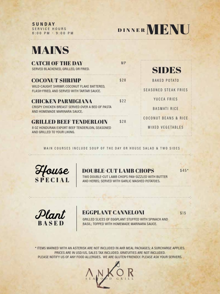 Ankor Dinner Menus | PDF | Steak | Foods