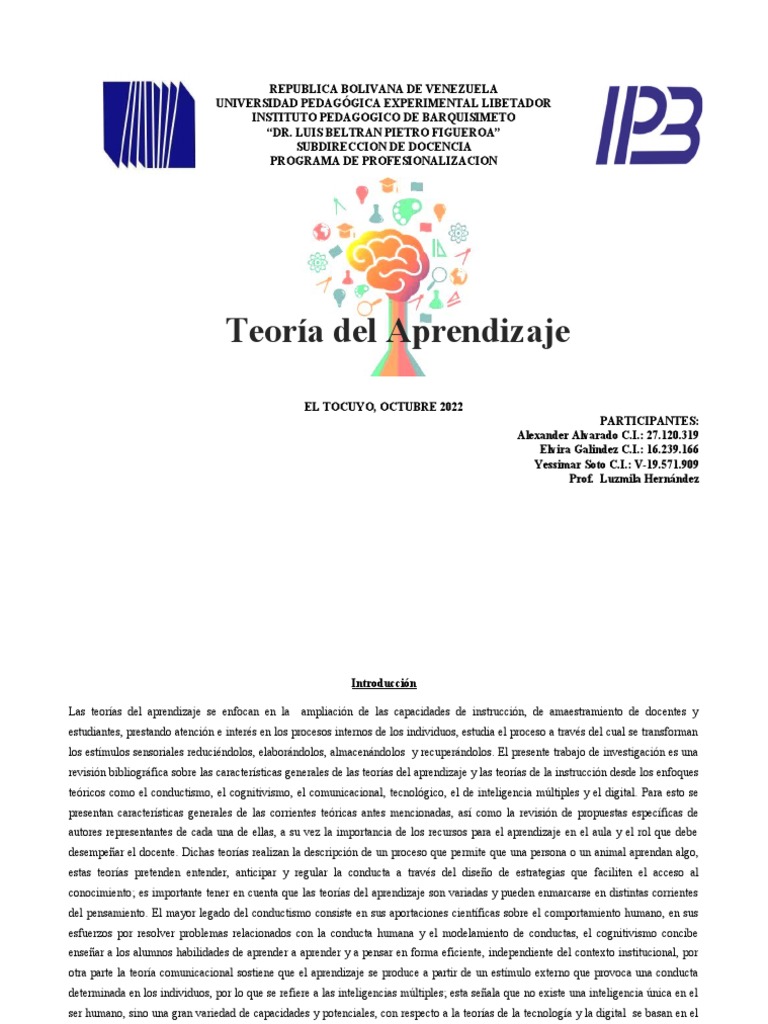 Teorias de Aprendizaje | Descargar gratis PDF | Aprendizaje | Teoría del aprendizaje (educación)