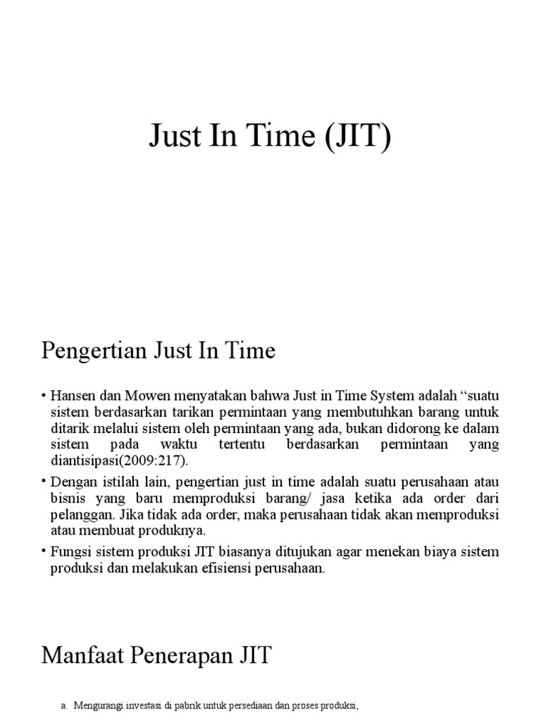 Just in Time (JIT) | PDF