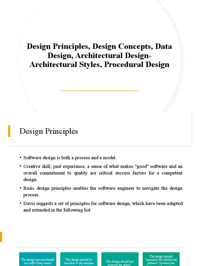 Design Principles, Design Concepts, Data Design, Architectural Design ...