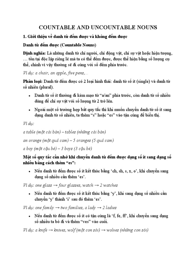 Countable and Uncountable Nouns | PDF