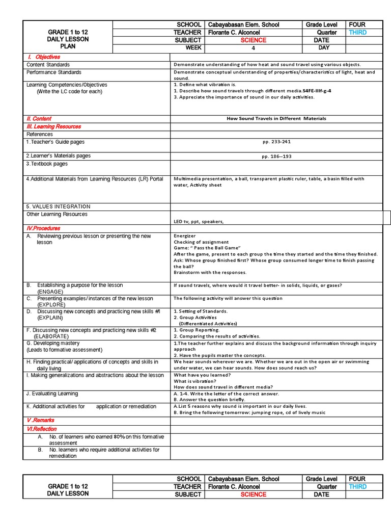 DLP Science Q2 W4 | PDF | Educational Assessment | Learning