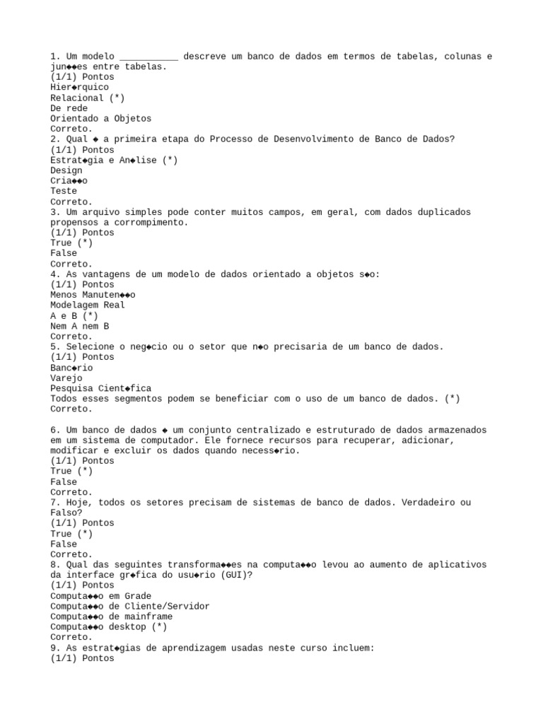 Teste DFo Database Foundations Exame Intermediário | PDF | Bancos de ...