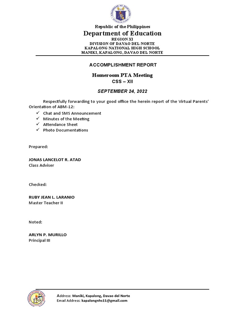 HRPTA-Meeting-Accomplishment-Report | PDF