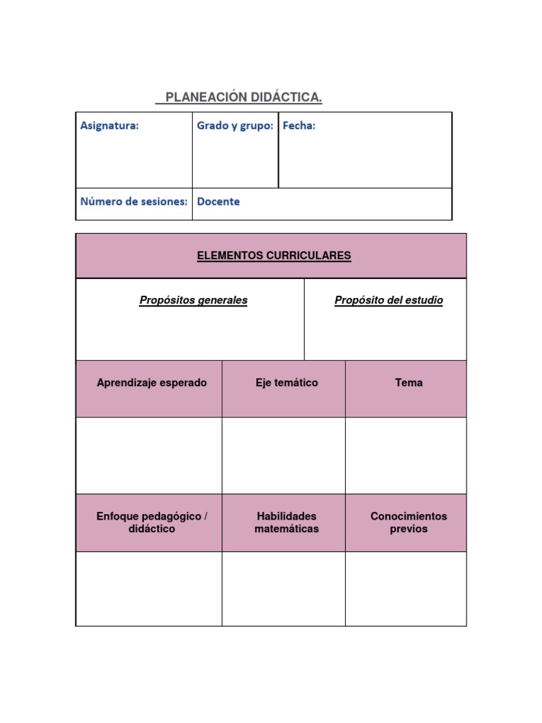 PLANEACIÓN DIDÁCTICA Formato | PDF