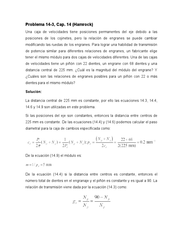 Probemas de Hamrock Completos | PDF | Engranaje | Física Aplicada e ...