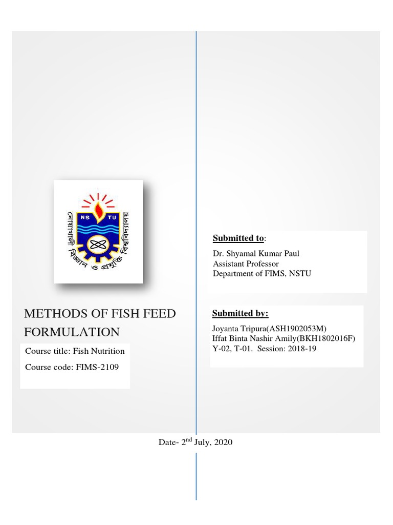 Fish Feed Formulation Methods | PDF | Amino Acid | Linear Programming Fish Feed Formulation Methods | PDF | Amino Acid | Linear Programming