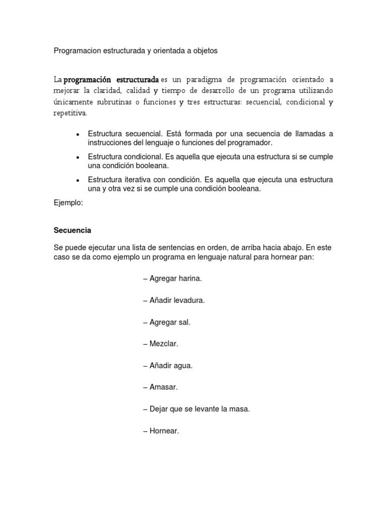 Programacion Estructurada y Orientada A Objetos | PDF | Lenguaje de programación | Objeto ...