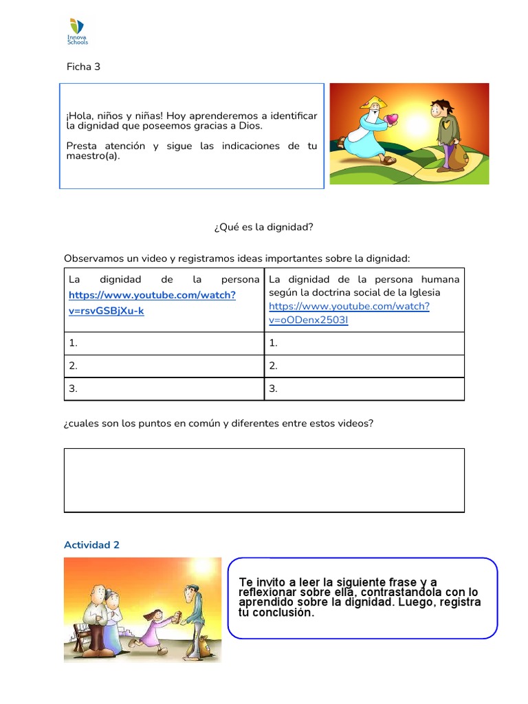 Ficha 3 - La Dignidad Humana 5 y 6 | PDF | Tolerancia | Instituciones ...