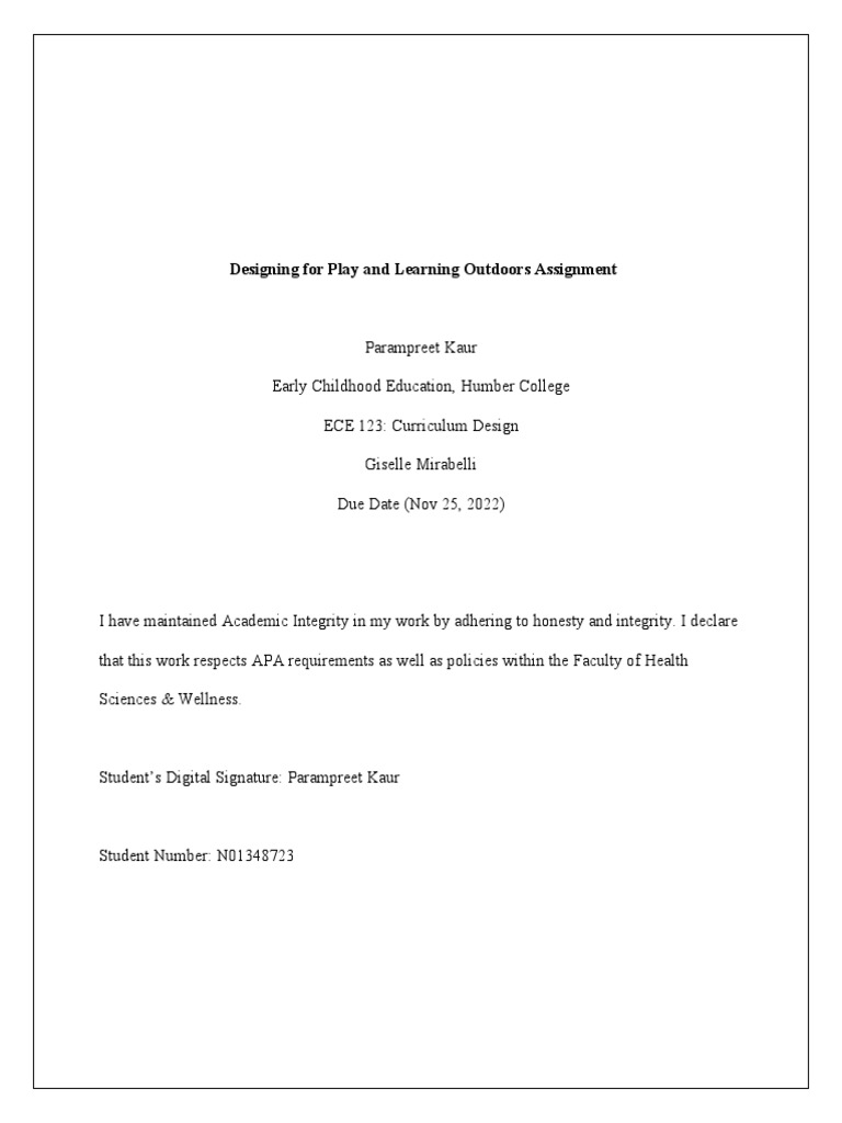 Design and Play Assignment | PDF