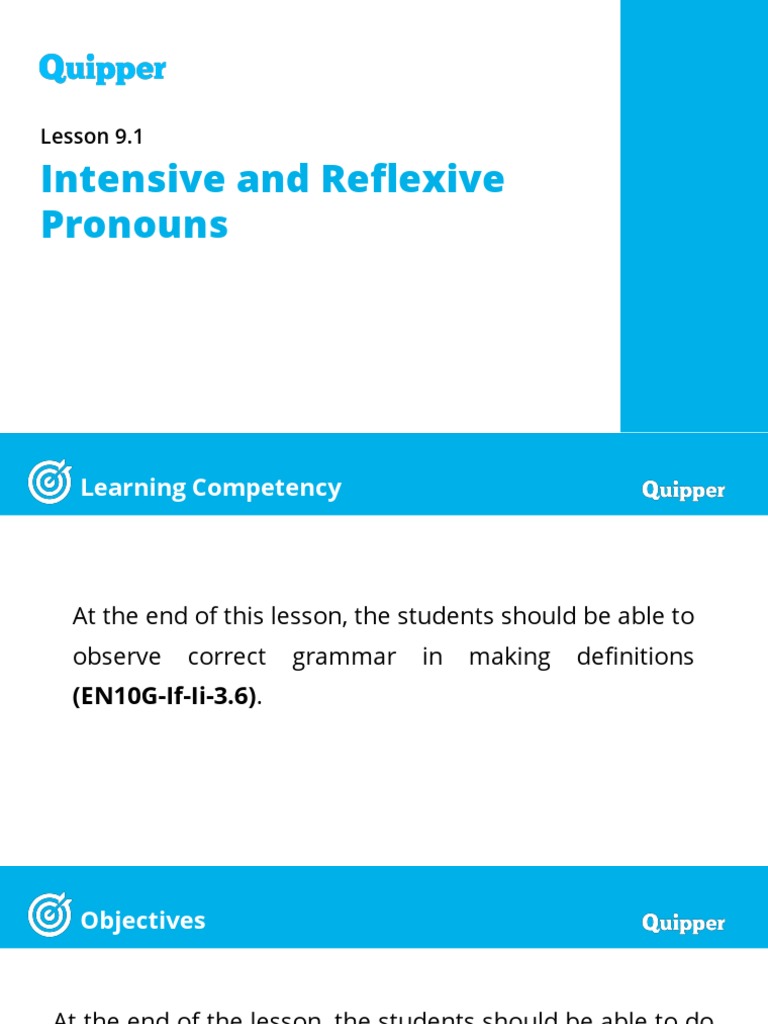 ME Eng 10 Q1 0901 - PS - Intensive and Reflexive Pronouns | PDF ...
