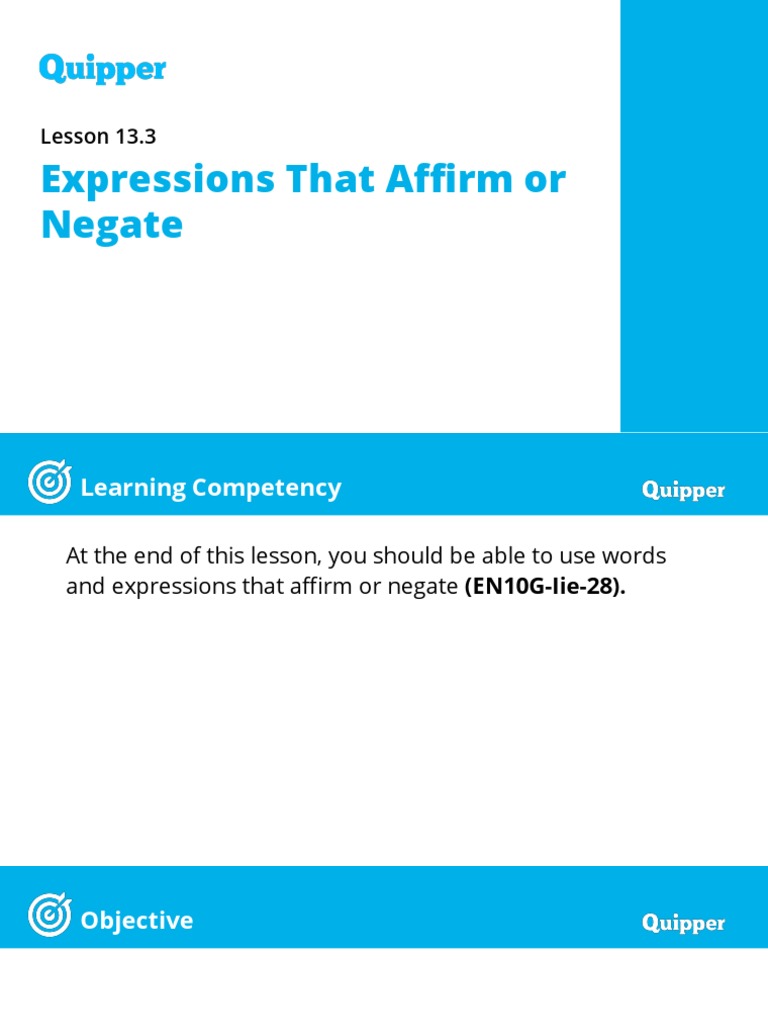 Affirmative and Negative Expressions in Writing | PDF