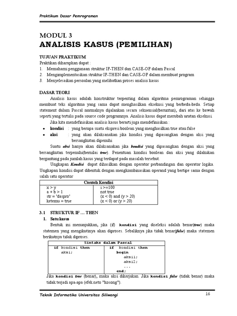 Struktur IF-THEN dan CASE-OF Pascal | PDF