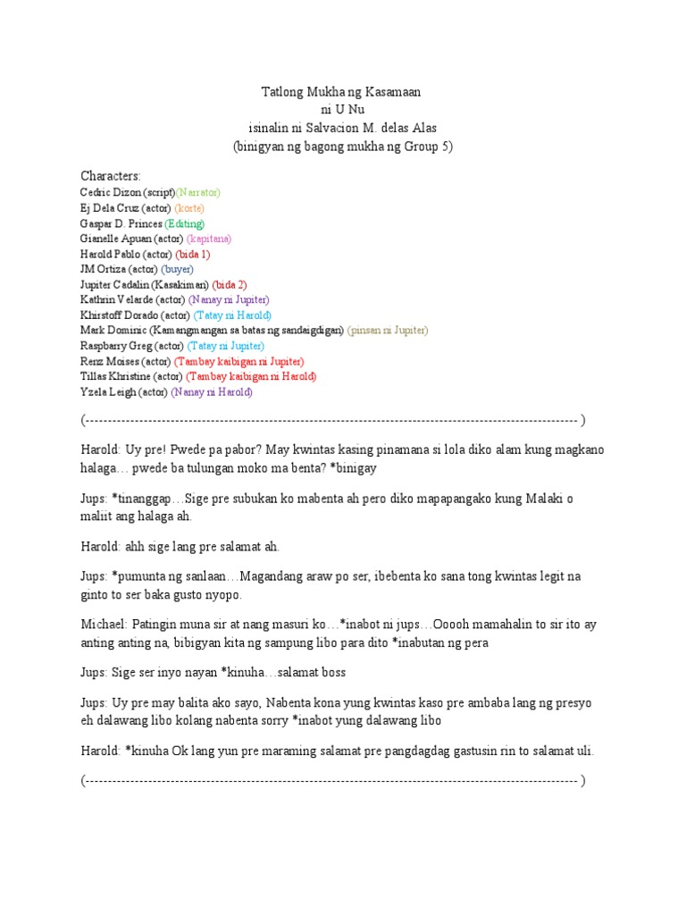 Tatlong Mukha NG Kasamaan | PDF