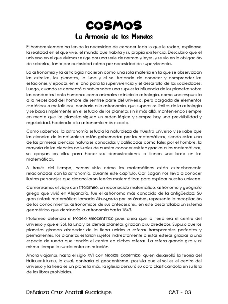 Cosmos 2 | PDF | Heliocentrismo | Johannes Kepler