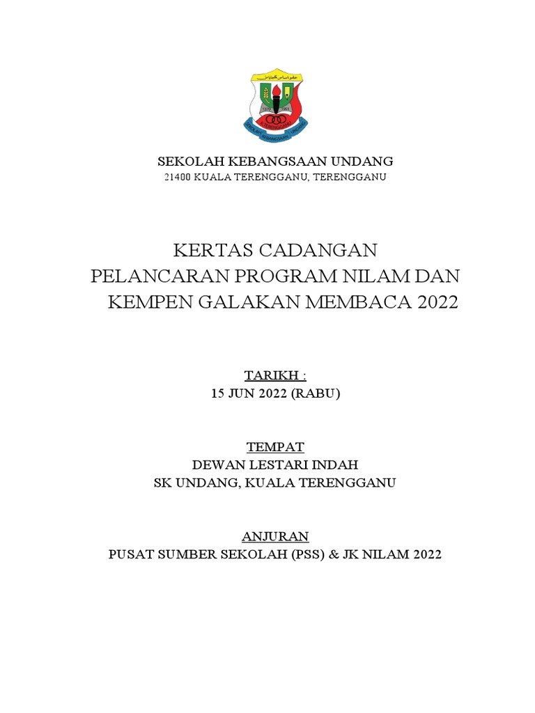 Kertas Kerja Pelancaran Program Nilam 2022 | PDF