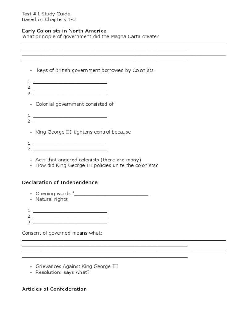Early US Government Study Guide | PDF | Article One Of The United ...