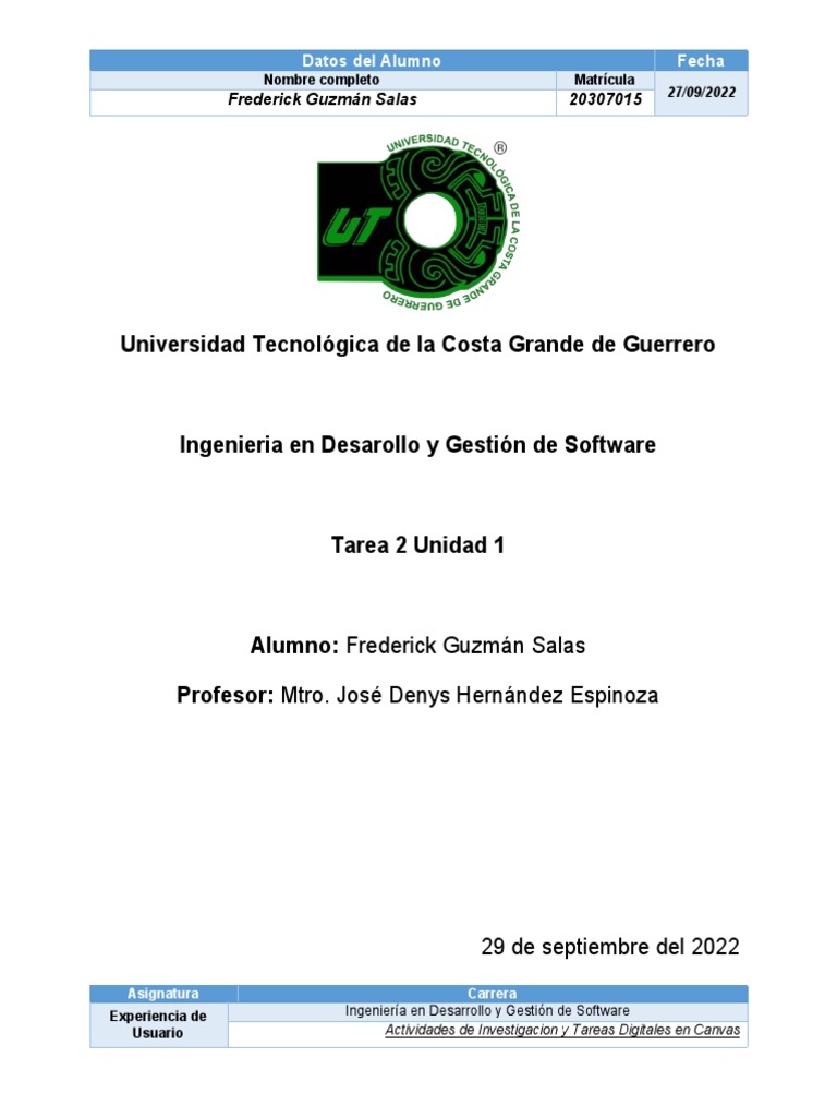 U1. Tarea 2 | PDF | Software | Diseño