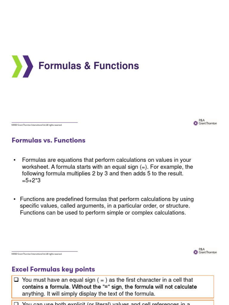 Formulas, Functions, and Excel Shortcuts | PDF