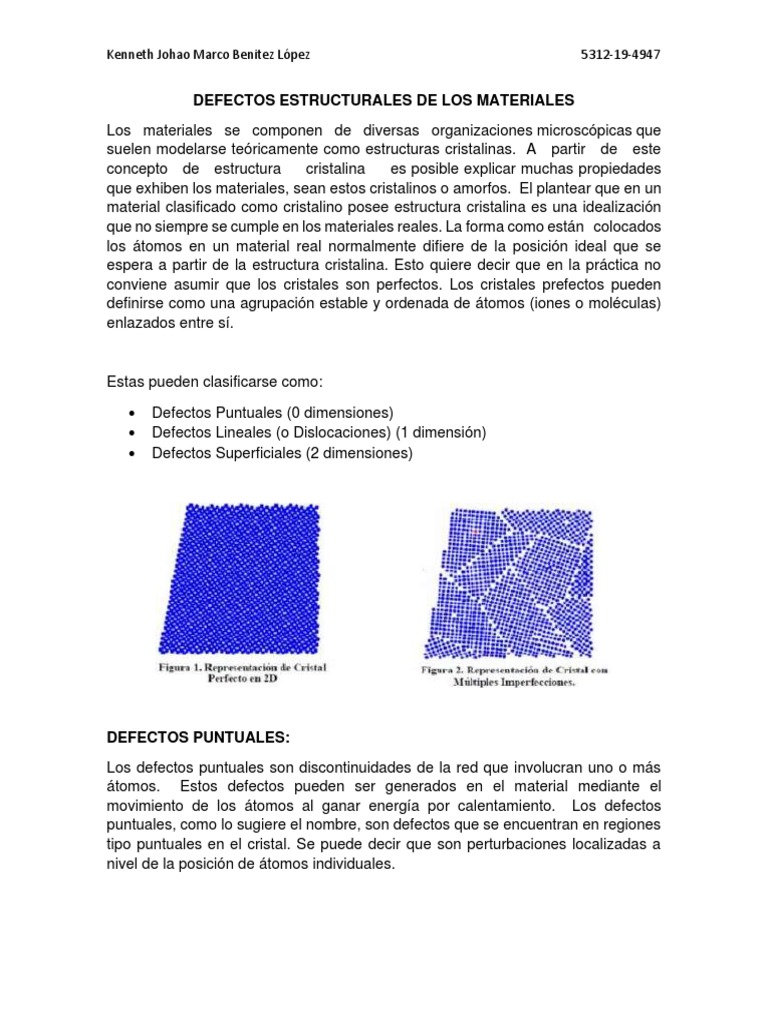 Defectos Estructurales en Materiales | PDF | Cristal | Estructura ...
