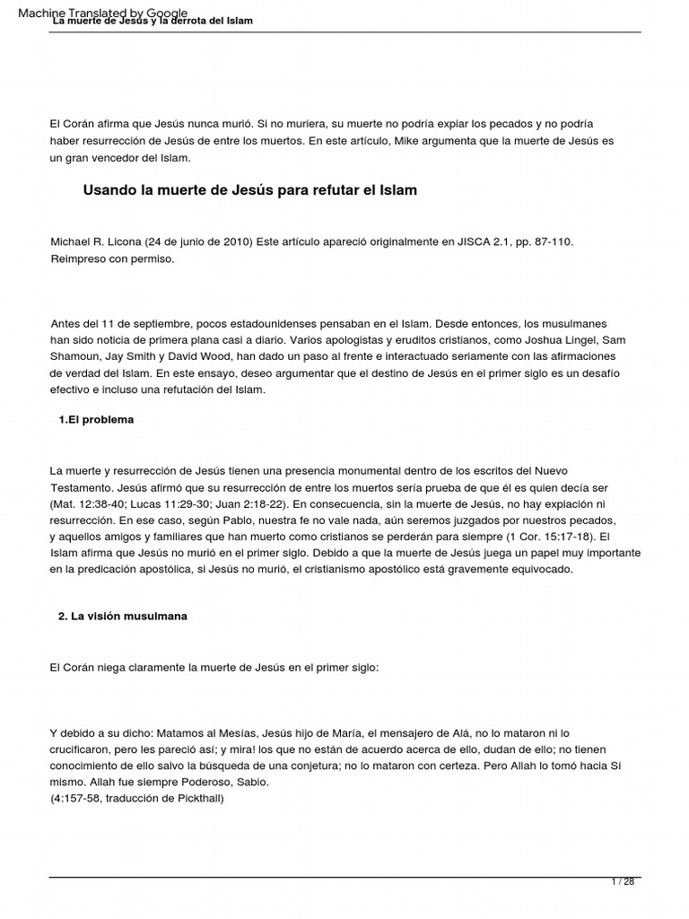 Mike Licona The Death of Jesus Defeat of Islam | PDF | Jesús ...