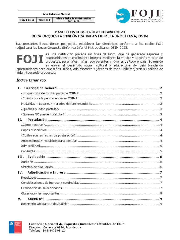 Bases Becas OSIM 2023 | PDF | Sinfonía | Regulación
