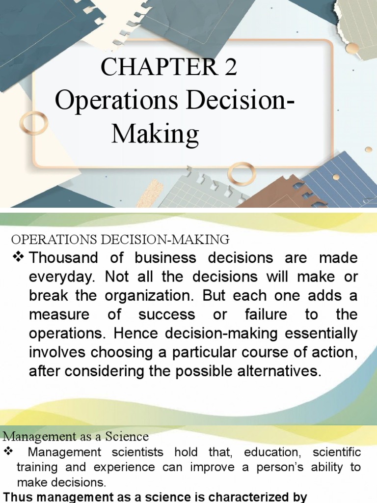 CHAPTER 2 Operations and Decisions Making | PDF | Decision Making | Mathematical Optimization