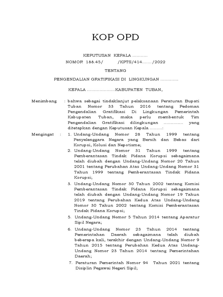 Contoh SK PG OPD | PDF