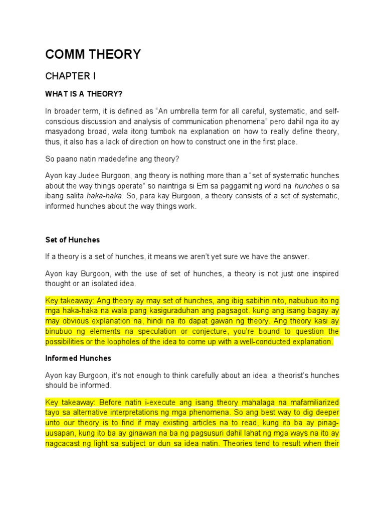 Comm Theory Reviewer | PDF | Theory | Determinism