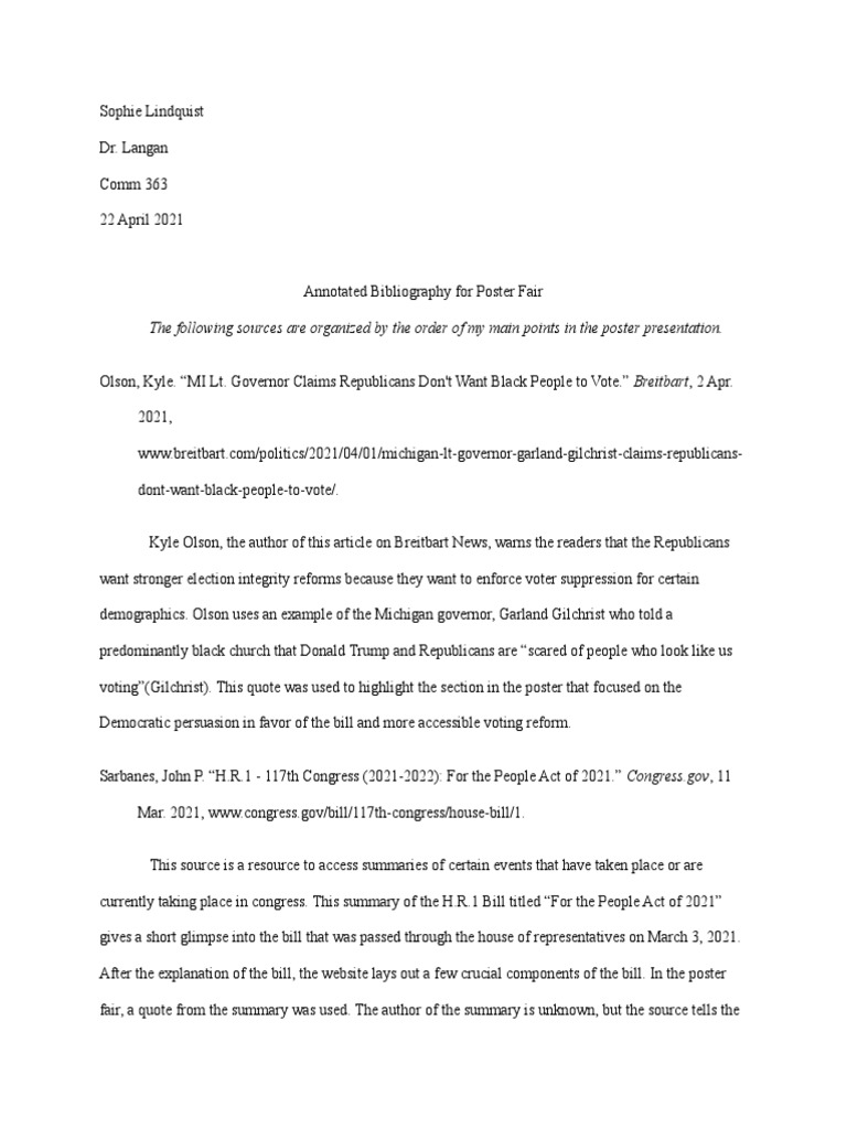 Poster Annotated Bibliography | PDF