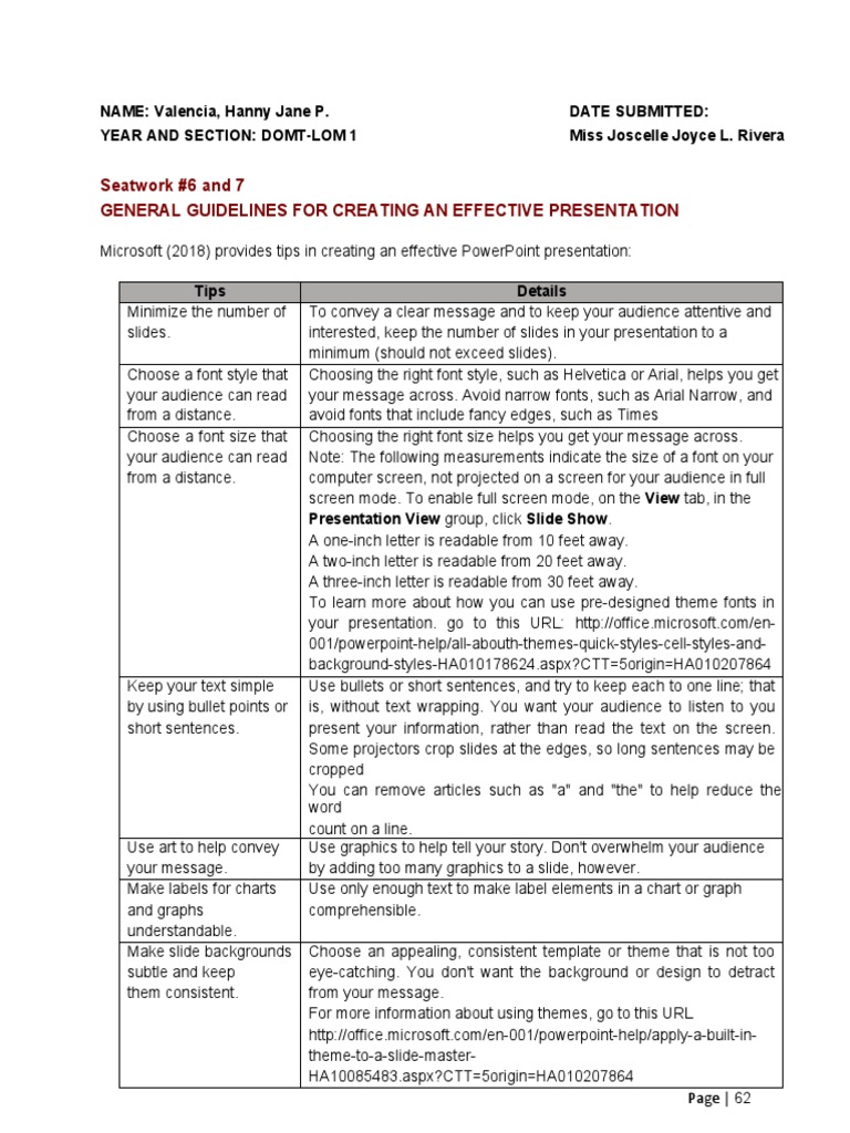 Seatwork 6 | PDF | Microsoft Power Point | Arial