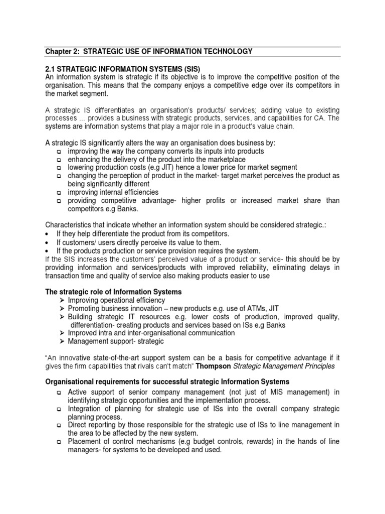 MIS Chapter 2 | PDF | Competitive Advantage | Strategic Management